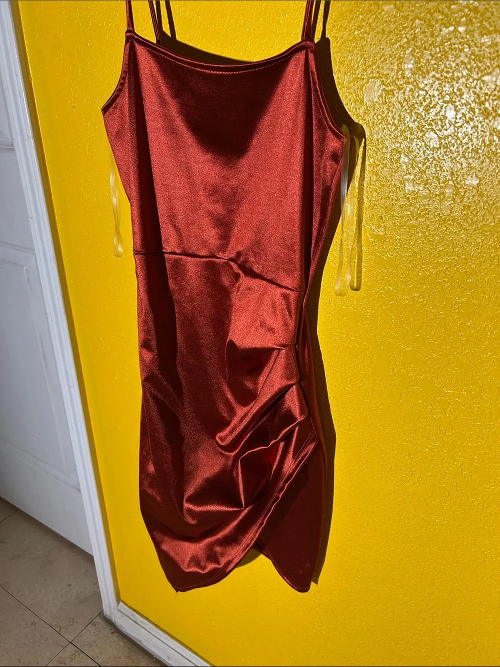 Papaya | Dresses | Papaya Rust Red Satin Spaghetti Strap Dress | Poshmark